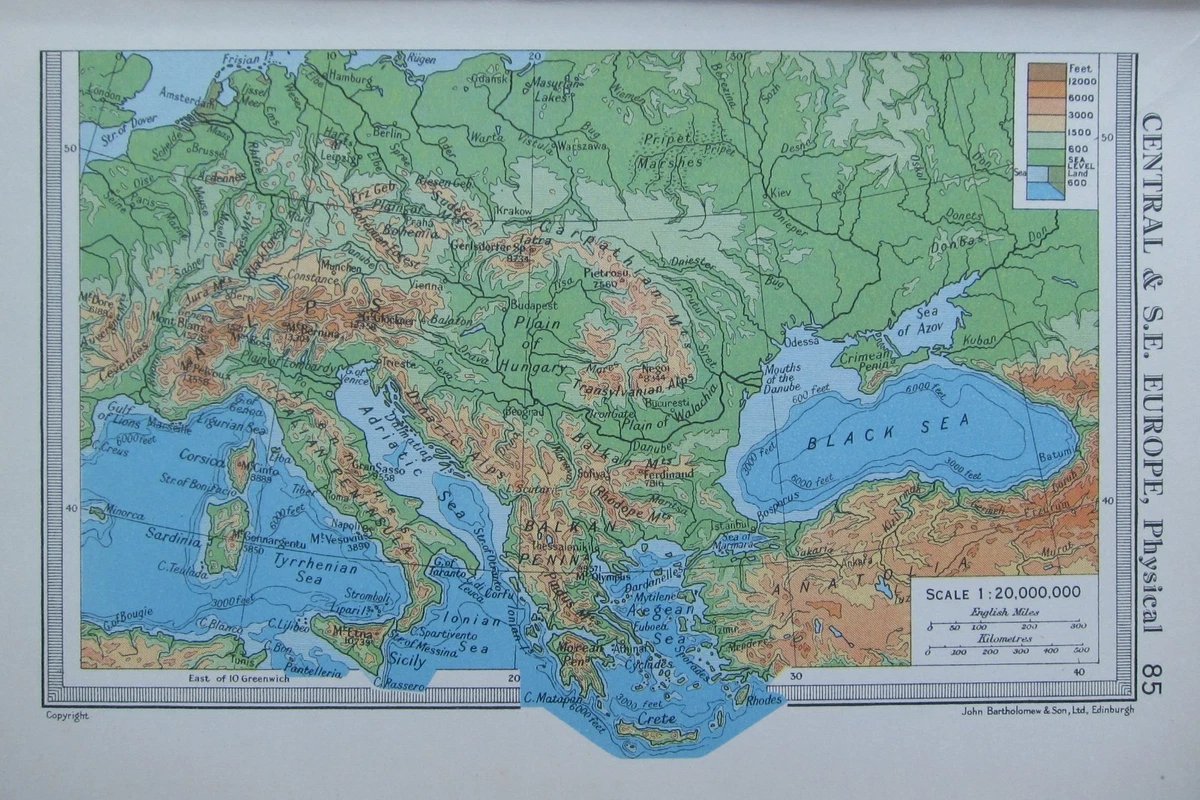 Europe Physical Map Peninsulas