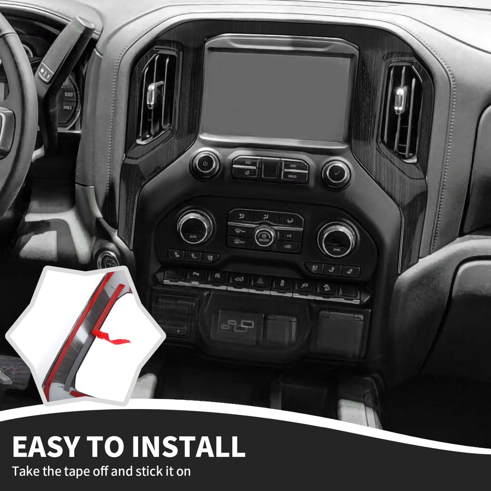 Black Wood Center Console Navigation GPS Cover Trim For Chevy Silverado ...