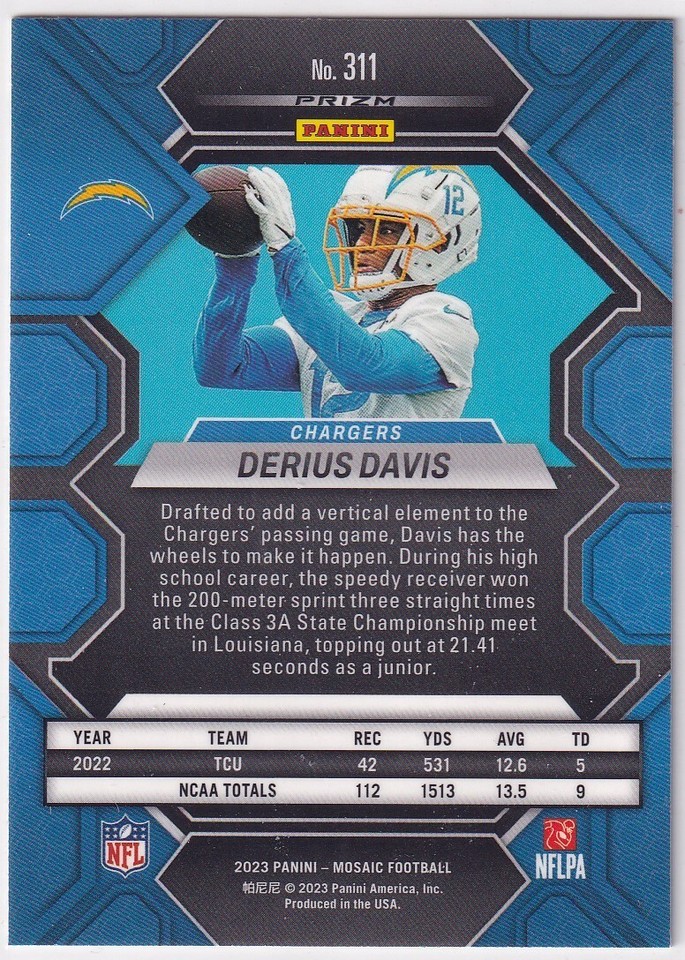 2023 Panini Mosaic Derius Davis RC #311 | eBay