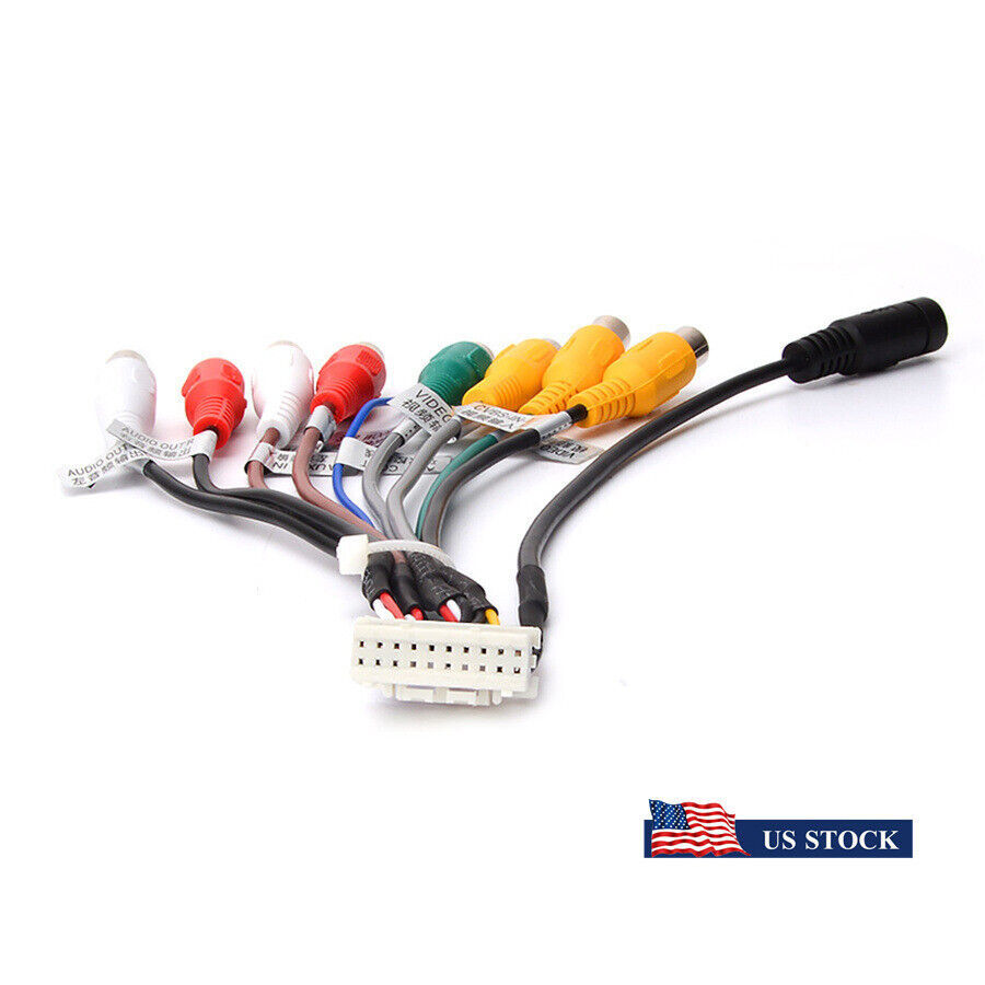 20 Pin Plug Car Stereo Radio RCA Output Cable Aux-in Adapter Connector ...