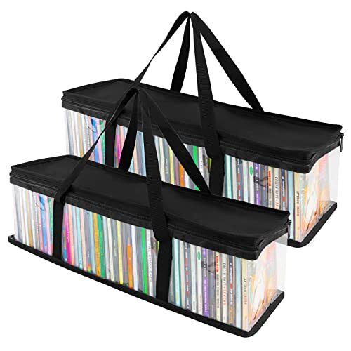 2 Pack CD Storage Bags Transparent Media Storage CD Holder Case with ...