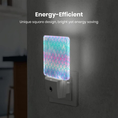 Pink Mermaid Fish Scale Plug-in Night Light Dusk to Dawn Smart Mermaid ...