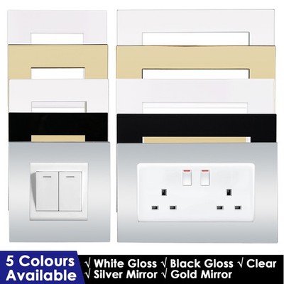 Single Double Light Switch Plug Socket Back Plate Finger Surround Panel ...