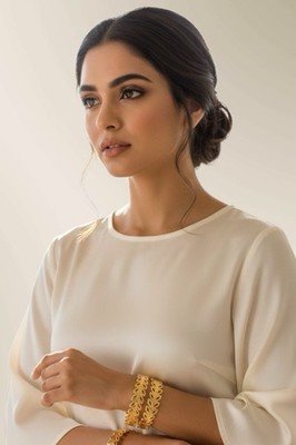 Gold Plated Bangle Bracelet With Stamped Leaf Shape Design The Bangle | eBay