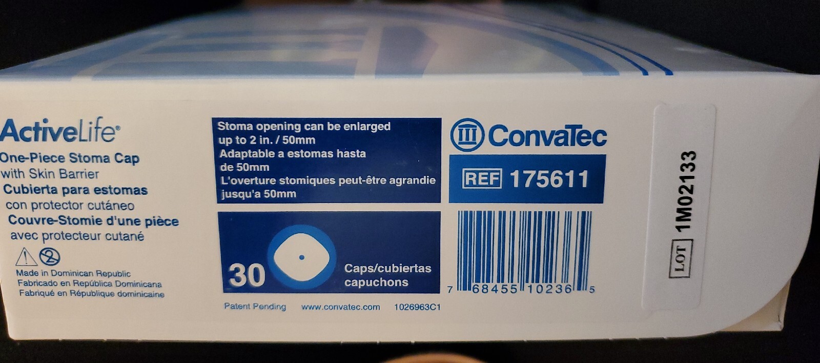 Convatec ActiveLife One Piece Stoma Cap #175611 60 Stoma Caps 2 Boxes ...