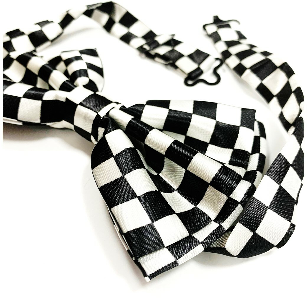 Black and White Checkered Bow Tie Police Fancy Dress Wedding Prom ...