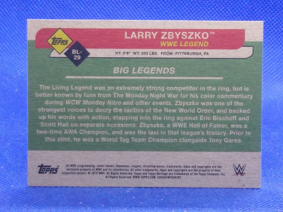 2018 Topps Heritage WWE Big Legends Larry Zbyszko #BL-29 | eBay