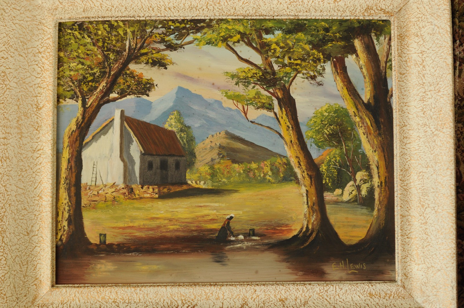 Important Landscape Oil Painting Signed E. H. Lewis Beautiful ...