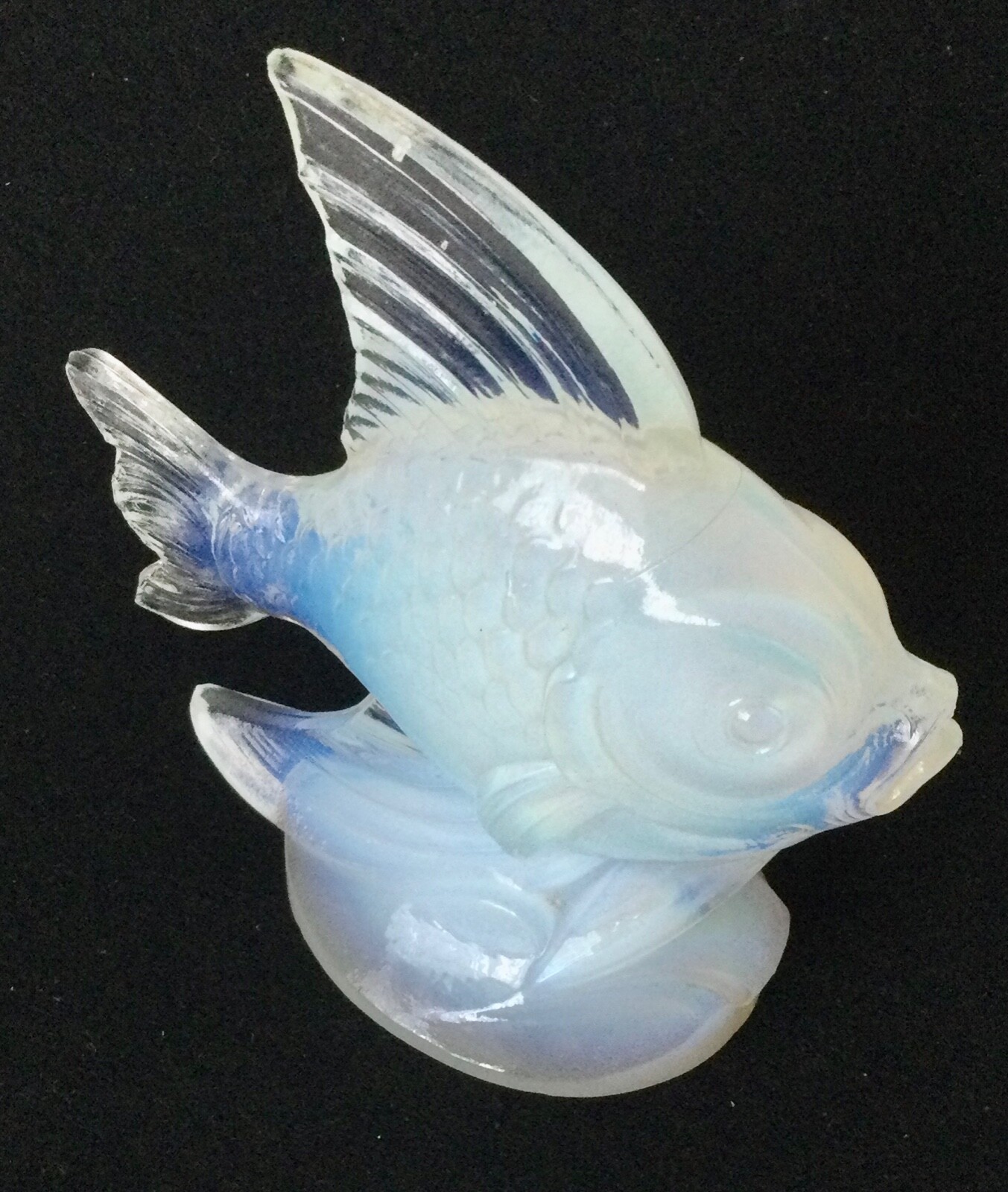 VINTAGE LARGE SABINO GLASS ANGEL FISH CAR MASCOT PERFECT CONDITION ...
