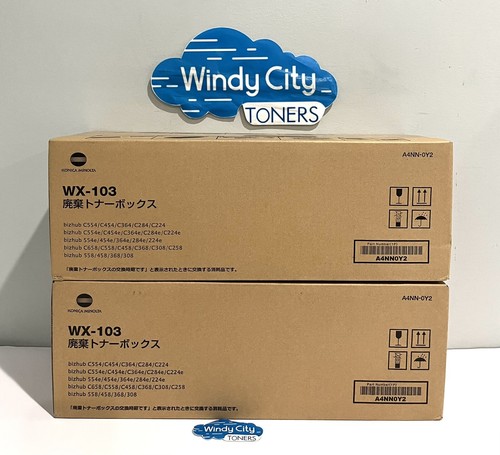 Konica Minolta WX-103 Lot of 2 Waste Toner Box for bizhub 368 C658 C364 ...