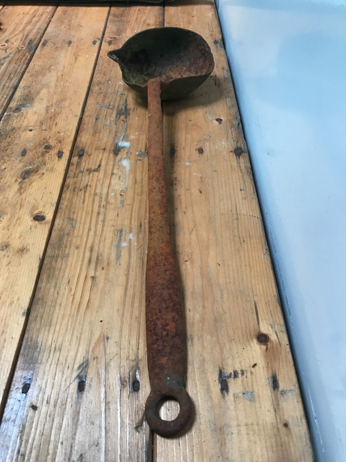 Antique Large Cast Iron Lead Melting Smelting Ladle w/ Hanging hole Rusty Décor | eBay