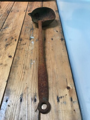 Antique Large Cast Iron Lead Melting Smelting Ladle w/ Hanging hole ...