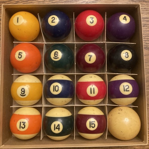 Vintage Brunswick Gold Crown Pool Pocket Billiard Balls Cast Phenolic 2 ...