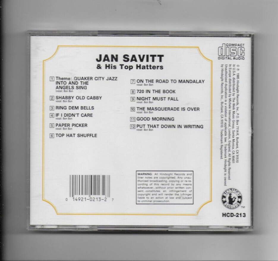 1939 The Uncollected by Jan Savitt and His Top Hatters featuring Bon ...