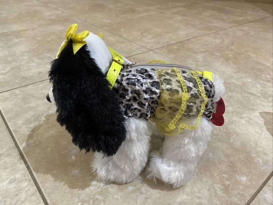 Poochie & Co White Black Puppy Dog Plush Purse Bag | eBay