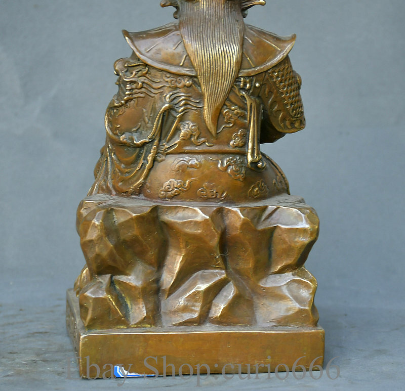 10" Old China Bronze Feng Shui Dragon King mythology immortal Statue ...