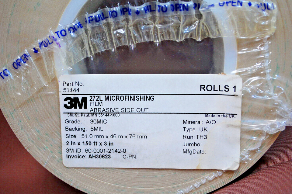 3M 272L Microfinishing Film Roll 30MIC 5MIL 2" x 150Ft x 3" Type UK ...