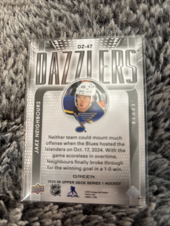 2025-26 Upper Deck Series 1 - Dazzlers Jake Neighbours #DZ-47 Green | eBay