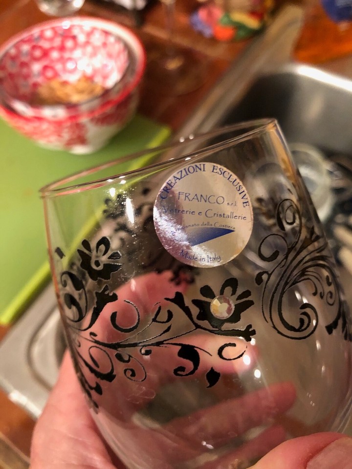 Creazioni Esclusive Franco wine glass pair with rhinestones | eBay