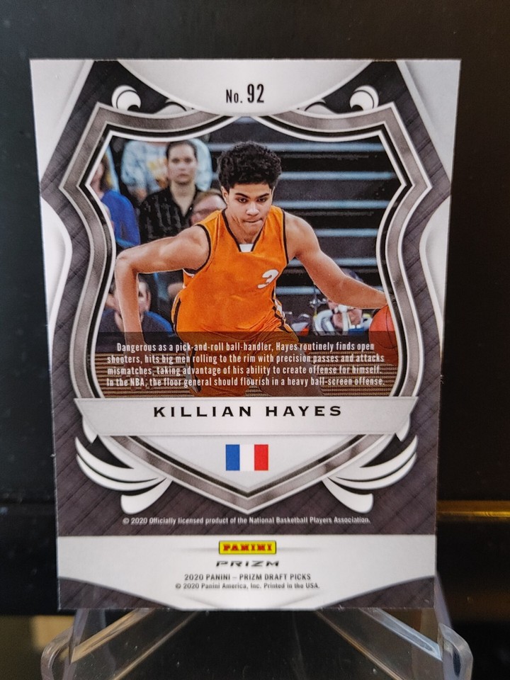 Killian Hayes RC 2020-21 Panini Prizm Draft Picks Red Cracked Ice #92 ...