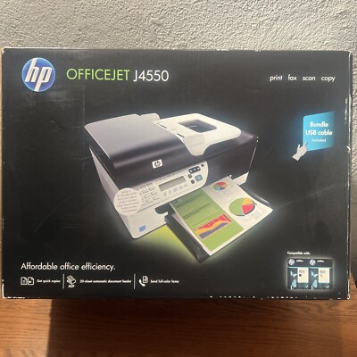 NIB HP OfficeJet J4550 All-In-One Inkjet Printer, Fax, Scanner, Copier ...