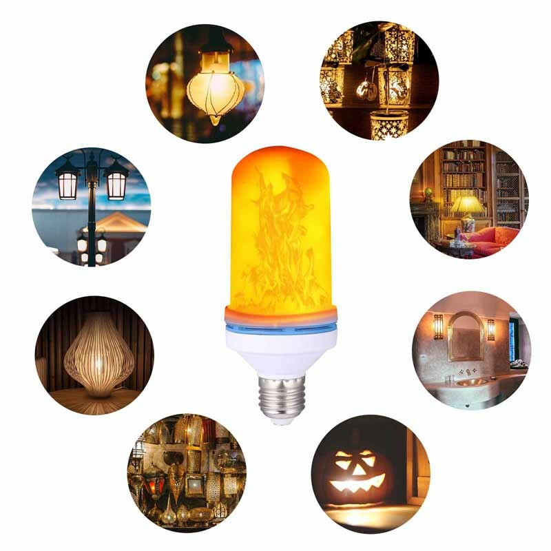 LED Flame Light Bulb 4 Modes Flickering Bulbs Upside Down Effect E26 ...