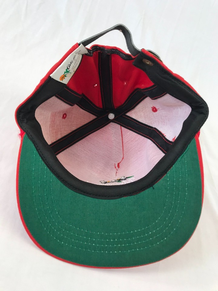 Meadowbrook CC Trucker Hat Buckleback Cap Leather Strap Red Cali Fame ...