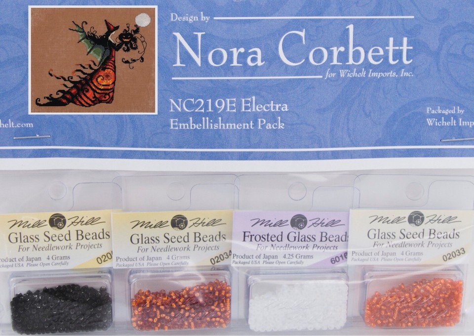 Electra Kit Cross Stitch Chart Fabric Beads Nora Corbett NC219 ...