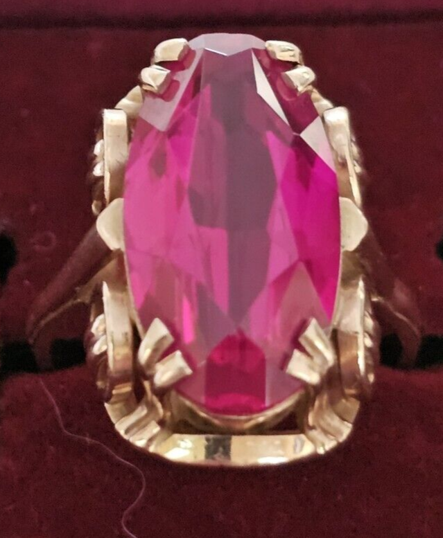USSR Vintage Original Rose Gold Ring with Ruby 583 14K 1970s | eBay