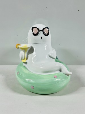 SUMMERWEEN GHOST ON A GREEN POOL FLOAT WITH A DRINK | eBay