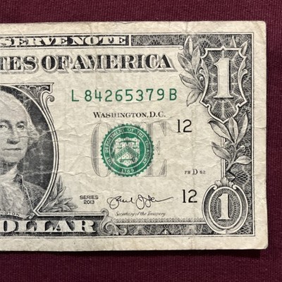 $1 Banknote Broken Ladder Serial Number Series 2013 84265379 | eBay