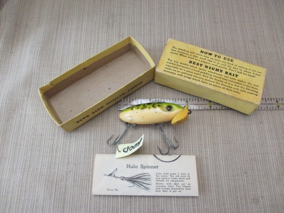 Fred Arbogast WOOD JITTERBUG FROG SPOT PLASTIC LIP WIRE RIG Fishing ...