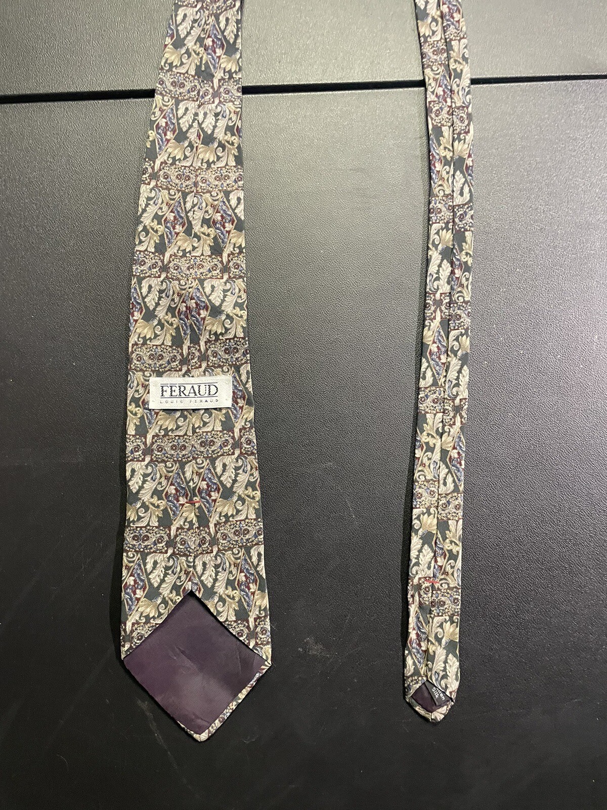 Louis Feraud Neck Tie Mens Paisley Geometric Silk Luxury Suit Arc Deco ...