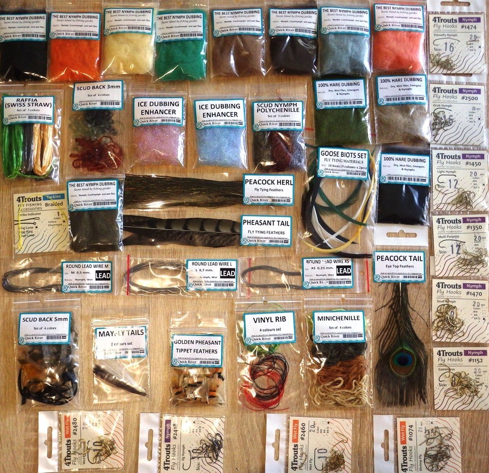 NYMPH WET FLY TYING HUGE KIT Set of Fly tying nymph&wet materials for ...