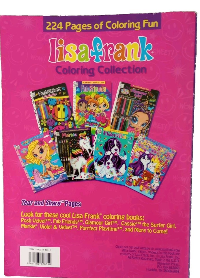 Lisa Frank Coloring Book Collection Tear and Share Pages by Lisa Frank ...