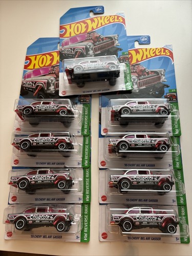 9x HOT WHEELS HW REVERSE RAKE PINK '55 CHEVY BEL AIR GASSER 63/250 2024 ...