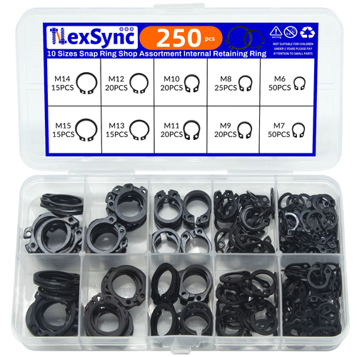 250/500Pc Assortment Kit Set M5 to M20 Stainless Steel Black 65Mn Shaft ...