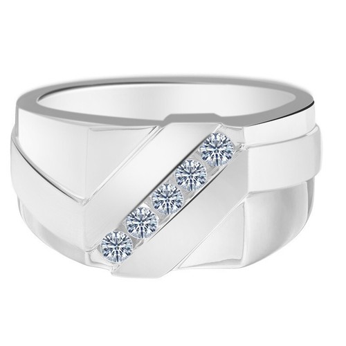 0,21Kt Runden Form D/VVSI Männer Hochzeit Ring In 925 Sterling Silber ...