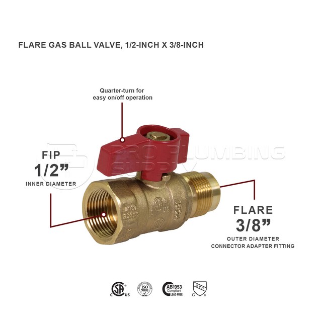 Flextron FTGV-38R12F Gas Valve with 3/8 Inch Outer Diameter Flare /2 ...