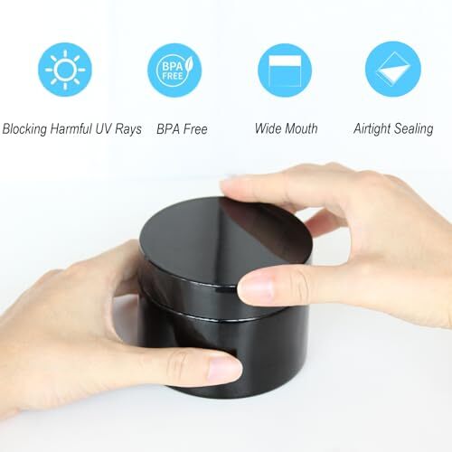 Black Glass Storage Jar 250ml Wide Mouth Airtight UV Protection ...