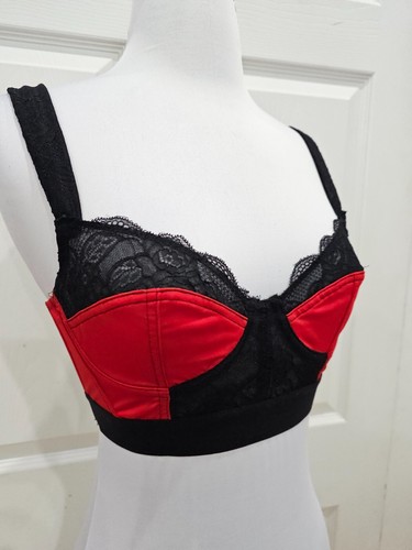 Hot Topic Sexy Goth Morbid Threads Red black Lace Bra Bustier Top S NWT ...
