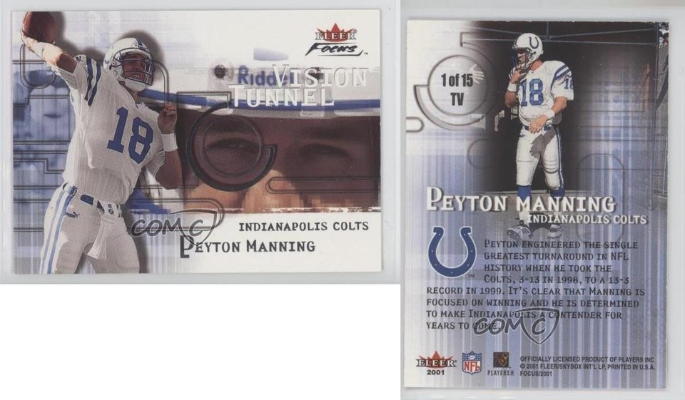2001 Fleer Focus Tunnel Vision Peyton Manning #1TV HOF 0o3x | eBay