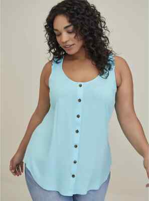 Womens Torrid BUTTON-UP TANK - BRIGHT BLUE Size 0 12 Large NWT | eBay