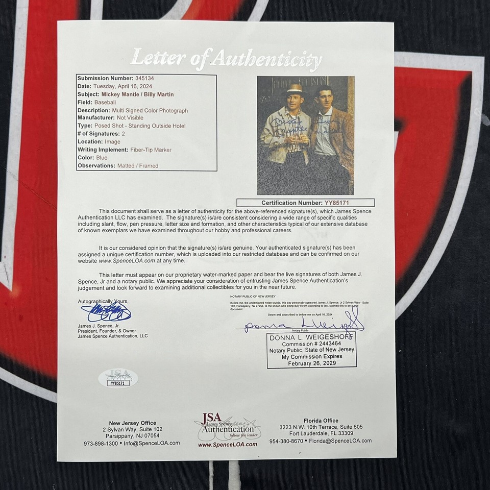 Mickey Mantle Billy Martin Autographed New York Yankees Framed Photo ...