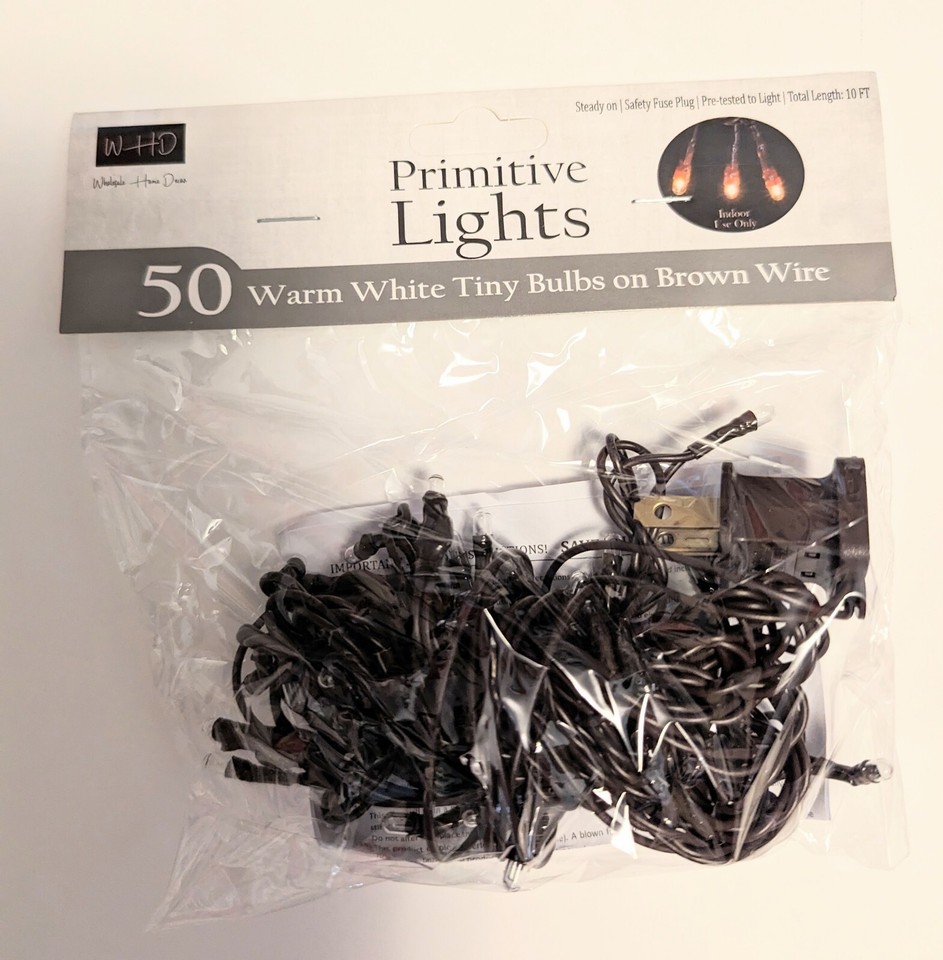 Light Set String Strand - Clear Teeny Rice Bulbs - 50 CT Count - Brown ...
