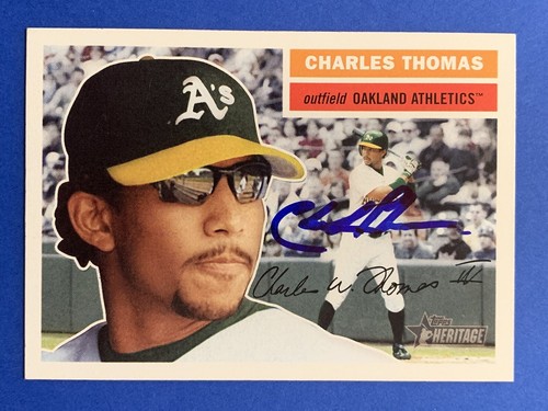 CHARLES THOMAS Signed 2005 Topps Heritage #14 OAKLAND ATHLETICS ...