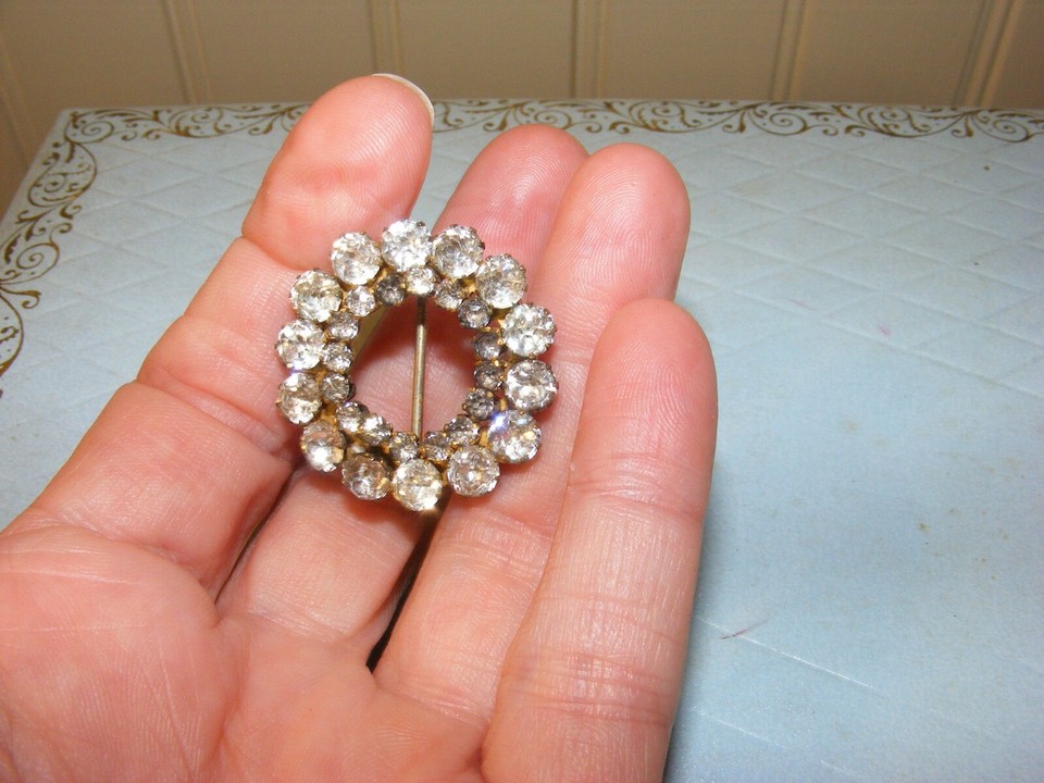 VICTORIAN BROOCH PASTE PIN DOUBLE CIRCLE TUBE HINGE VINTAGE JEWELRY 1 ...