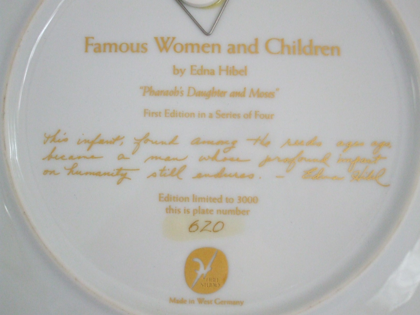 Pharaoh's Daughter and Moses -- Edna Hibel Signed Limited Edition Plate ...