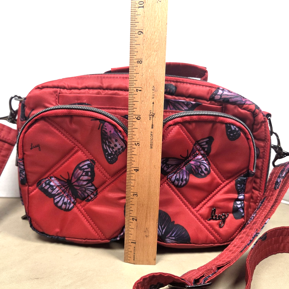Lug Rider Crossbody Purse Red / Purple Butterflies Pockets Removable ...
