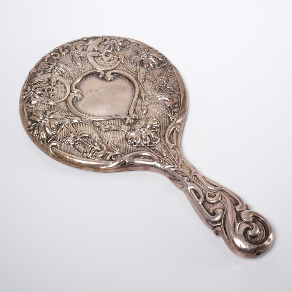 William Neale Sons Sterling Silver Vanity Art Nouveau Poppy Hand Mirror ...
